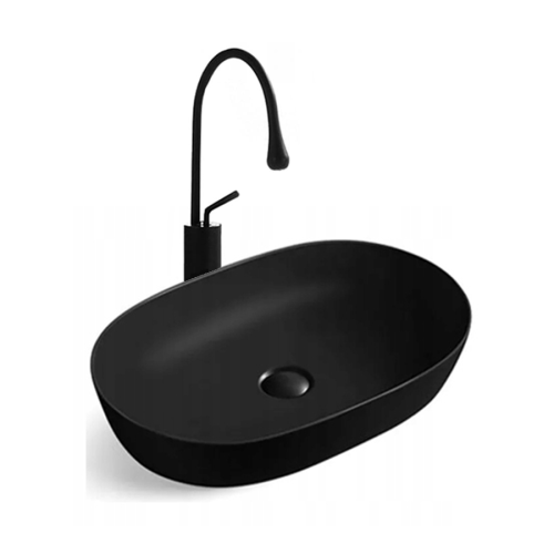 VELDMAN Umywalka ceramiczna 61 cm ANNA SLIM czarny mat – elegancka ...